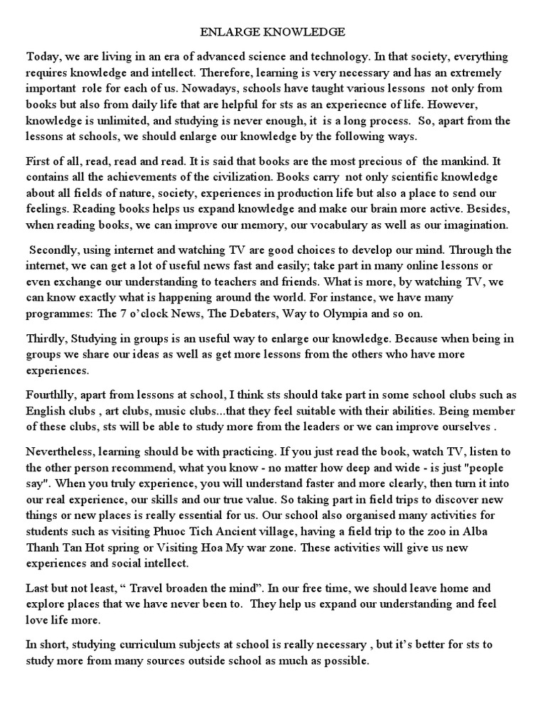Enlarge Knowledge | PDF | Knowledge | Schools