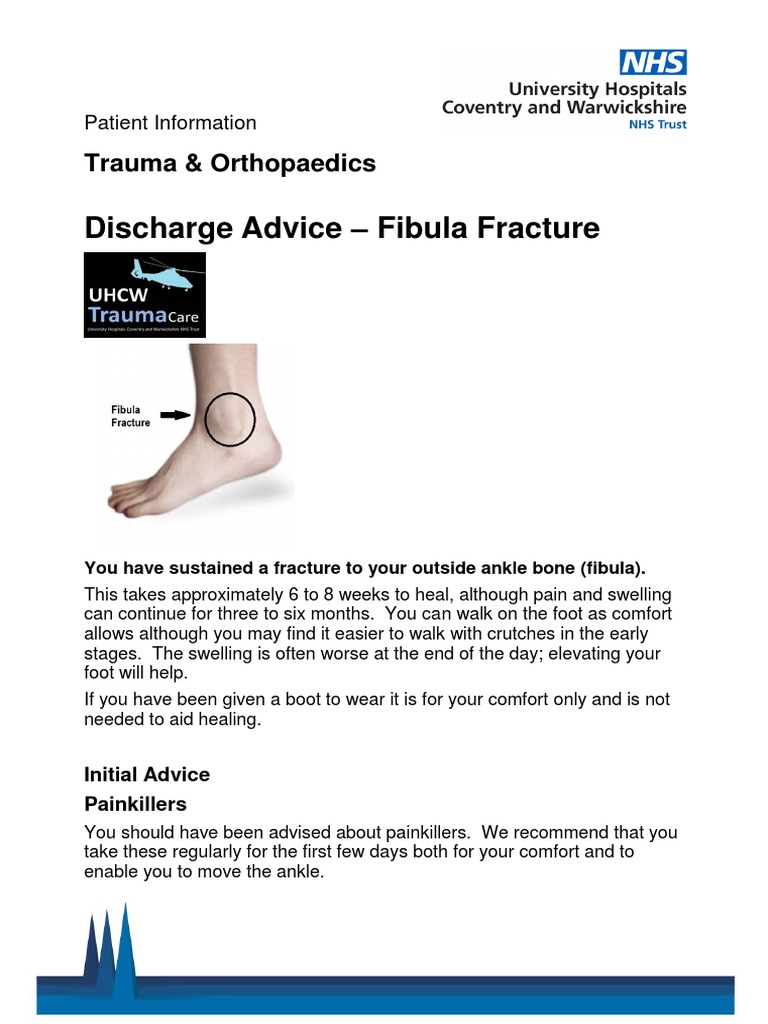 Discharge Advice - Fibula Fracture | PDF | Foot | Injury