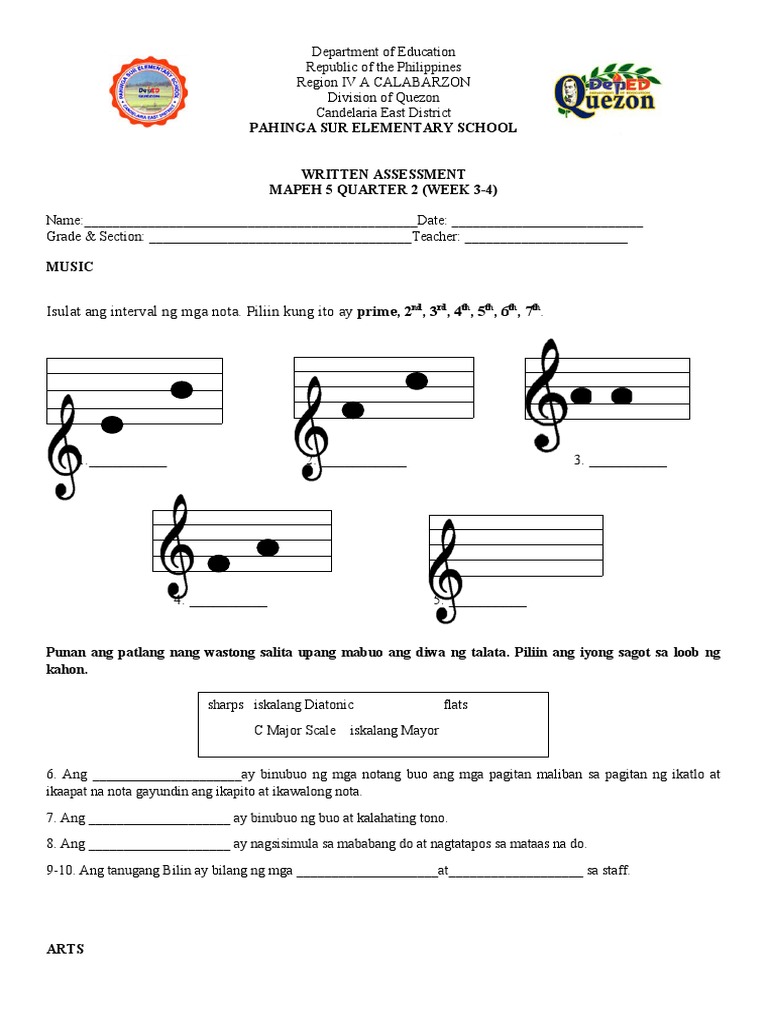 Assessment in Mapeh 5 q2w3-4 | PDF