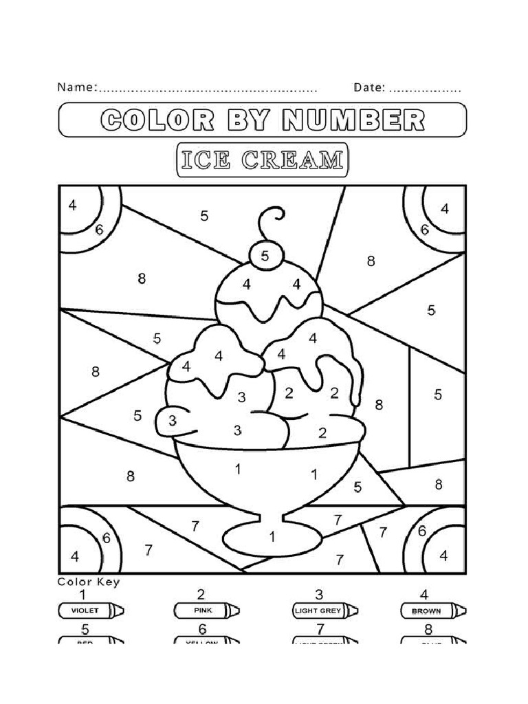 Color by Number Ice Cream | PDF