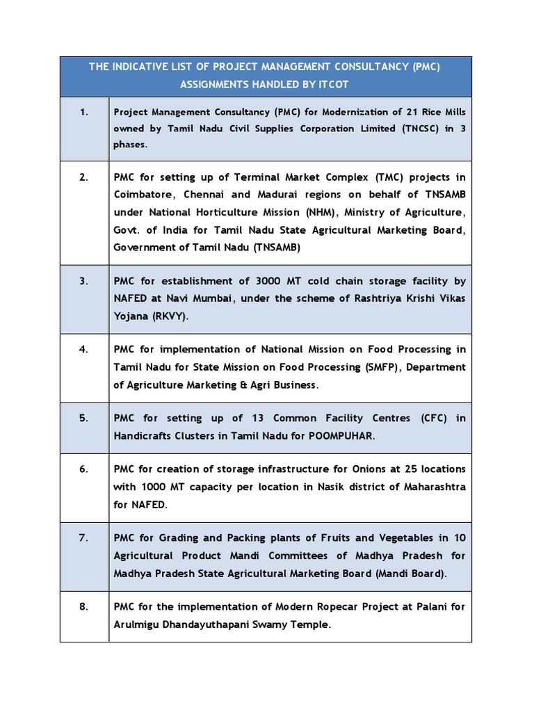 List of PMC Assignments | PDF