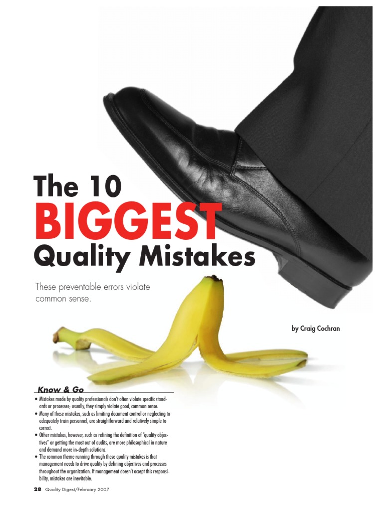 The 10 Biggest Quality Mistakes by Craig Cochran | PDF | Audit ...