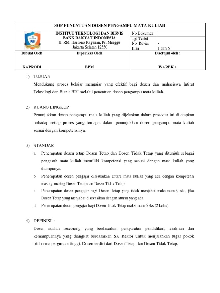 Penentuan Dosen Pengampu Mata Kuliah | PDF