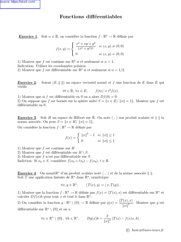 Td1bis Calcul Differentiel | PDF