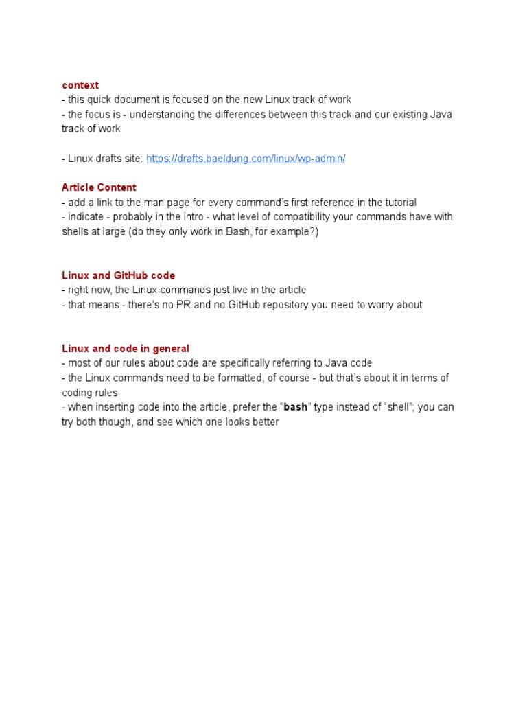 Baeldung - For Authors - 6 - Linux | PDF