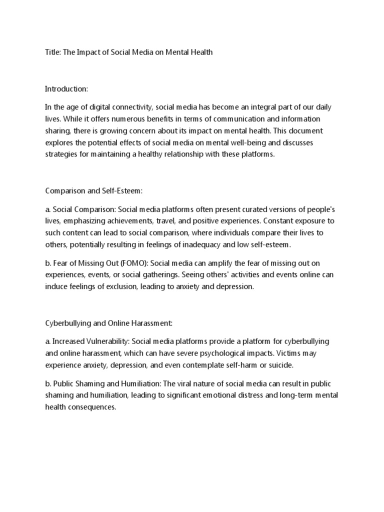 Social Media's Impact on Mental Health | PDF | Social Media | Popular ...
