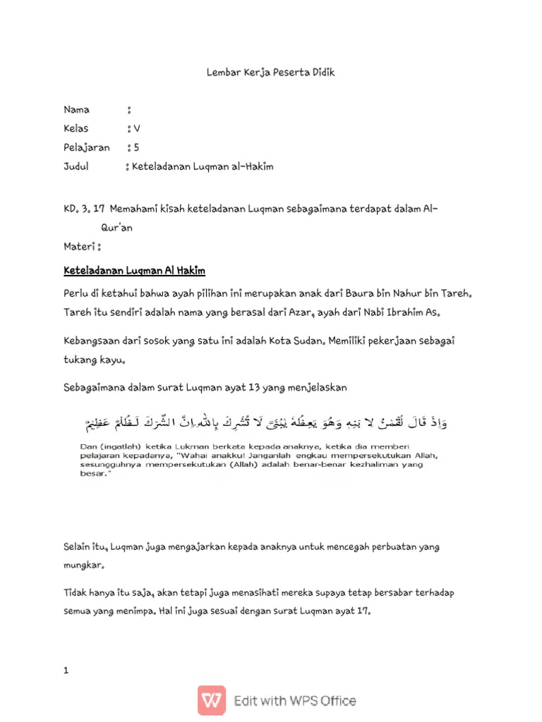 LKPD Pai Kelas 5 | PDF