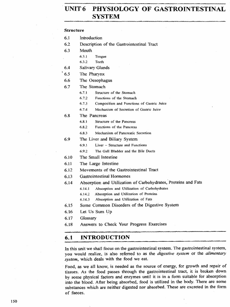 Unit-6 PHYSIOLOGY OF GASTROINTESTINAL SYSTEM | PDF | Stomach | Pancreas