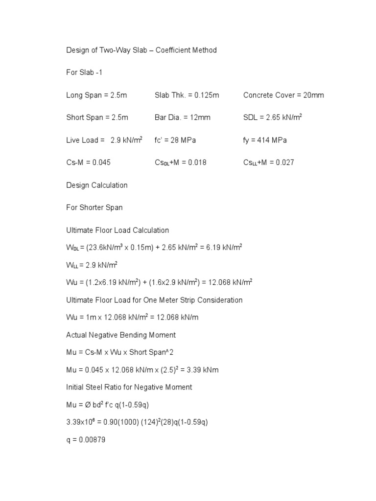Design Calculation of Slab | PDF