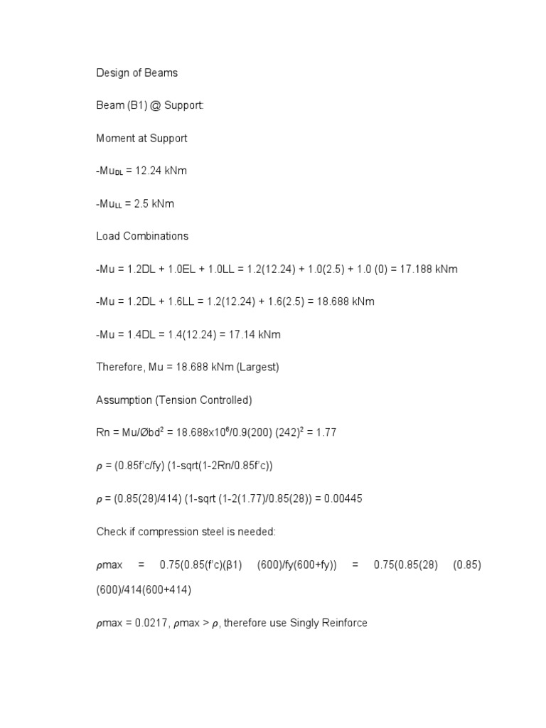 Design Of Beams Pdf Beam Structure Civil Engineering