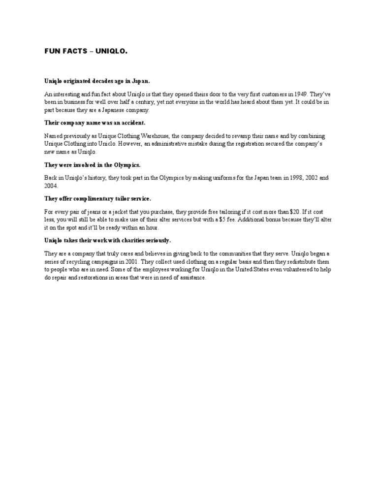 Fun Facts - Uniqlo. | PDF