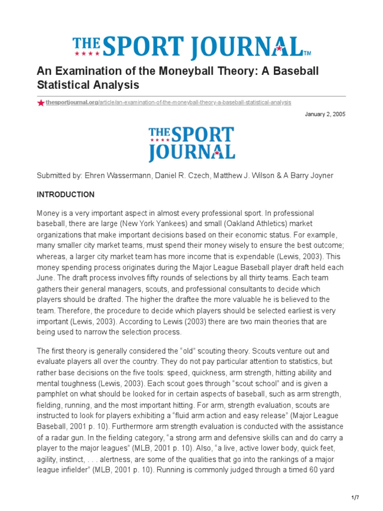 An Examination of The Moneyball Theory A Baseball Statistical Analysis ...
