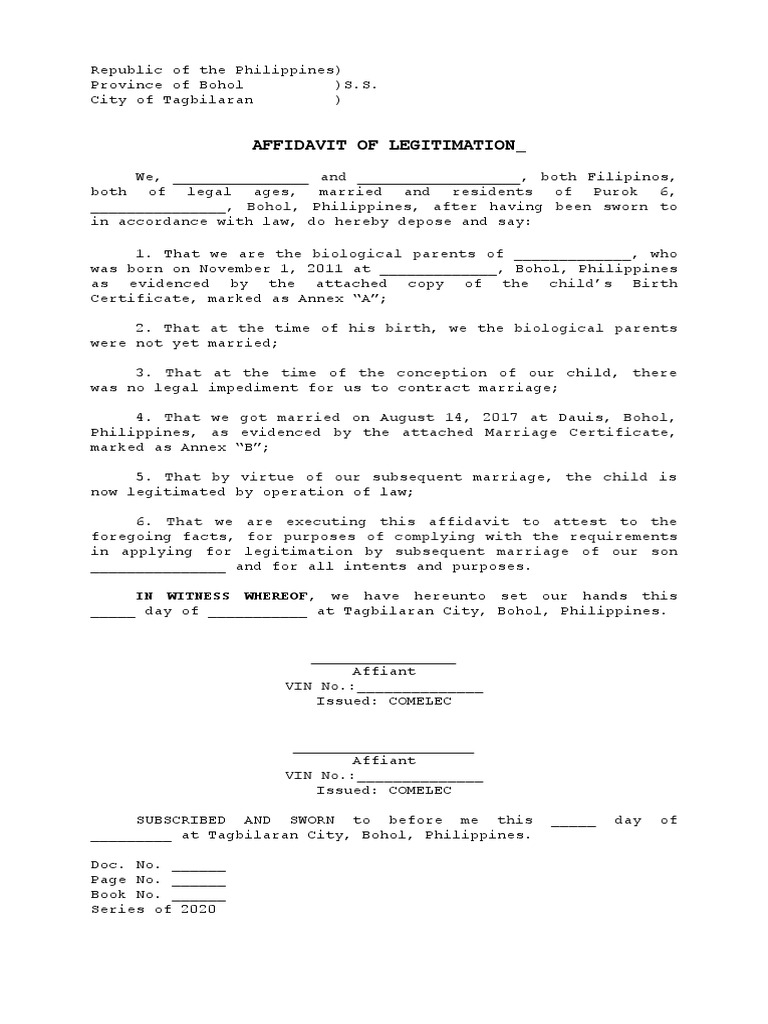 Affidavit of Legitimation | PDF