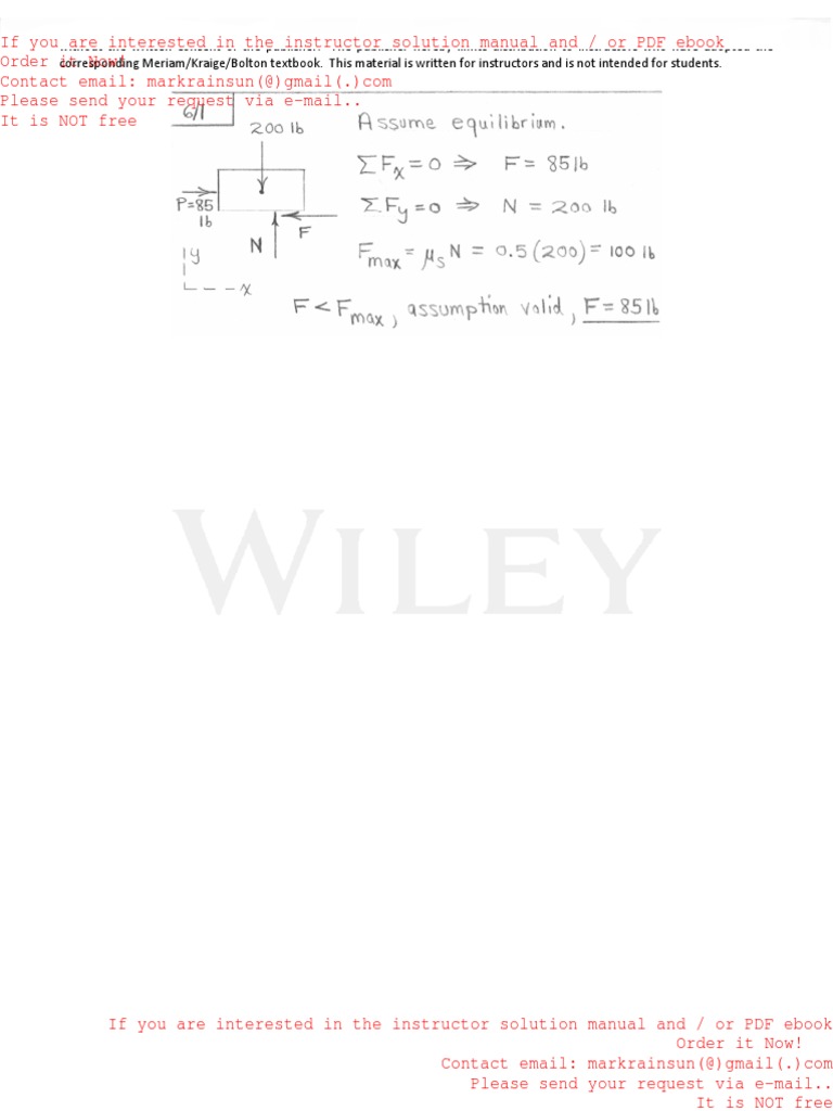 Instructor Solutions Manual Engineering Mechanics Statics 9th Edition ...
