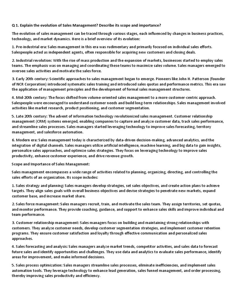 Sales Management Questions | PDF | Sales | Retail
