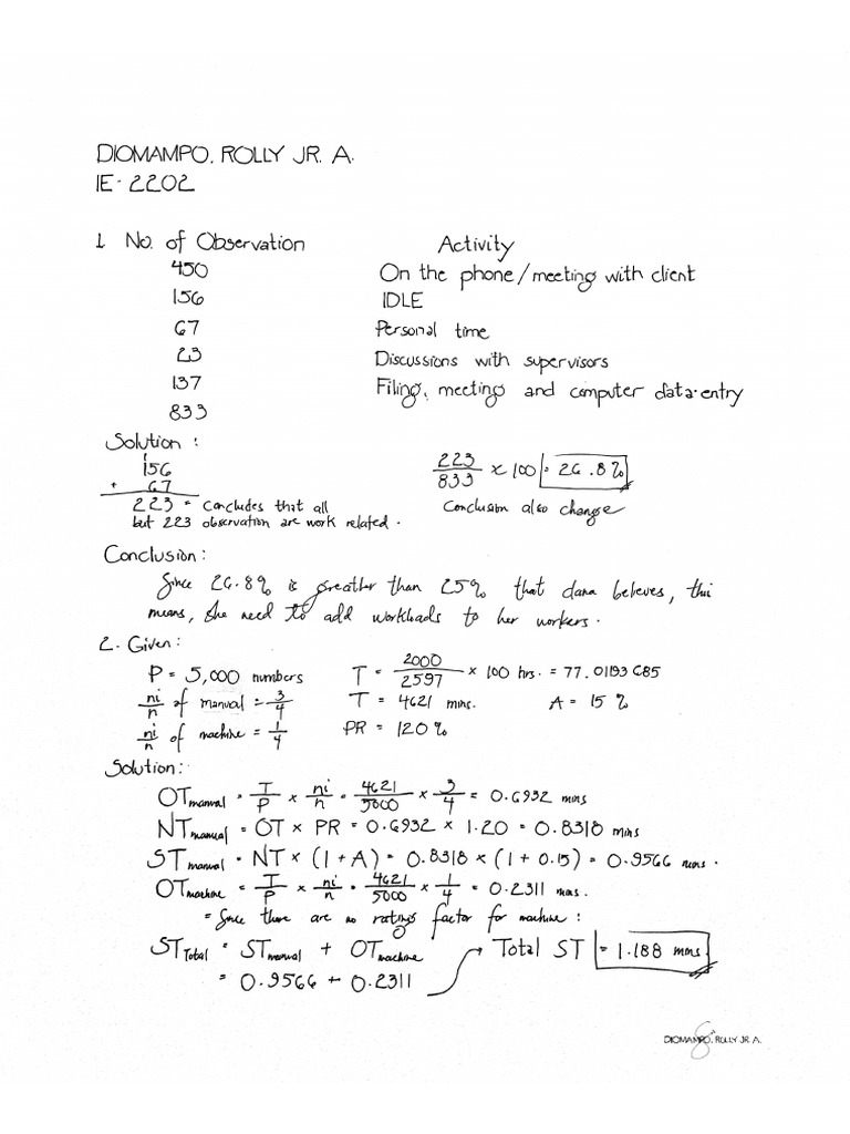 Activity Work Sampling | PDF