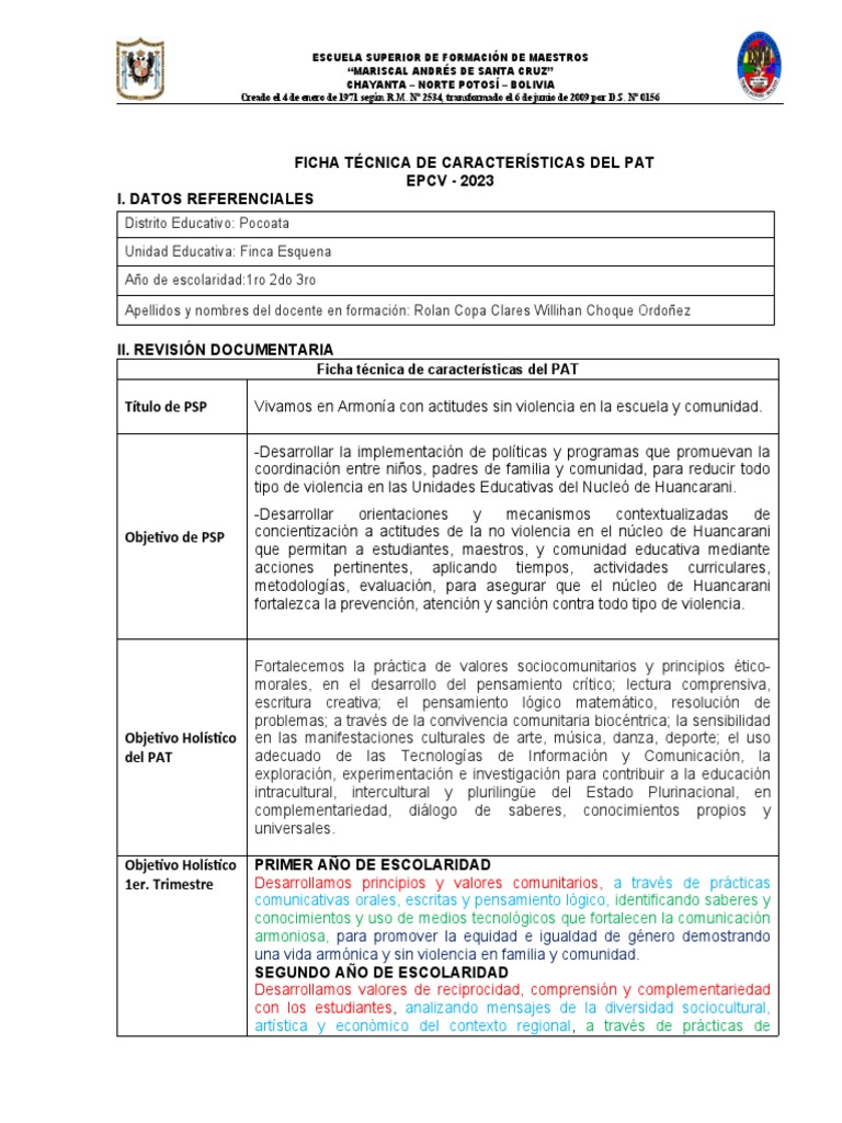 4 - Ficha - PAT FINCA - EPCV William y Roland | PDF | Pensamiento | Comunicación