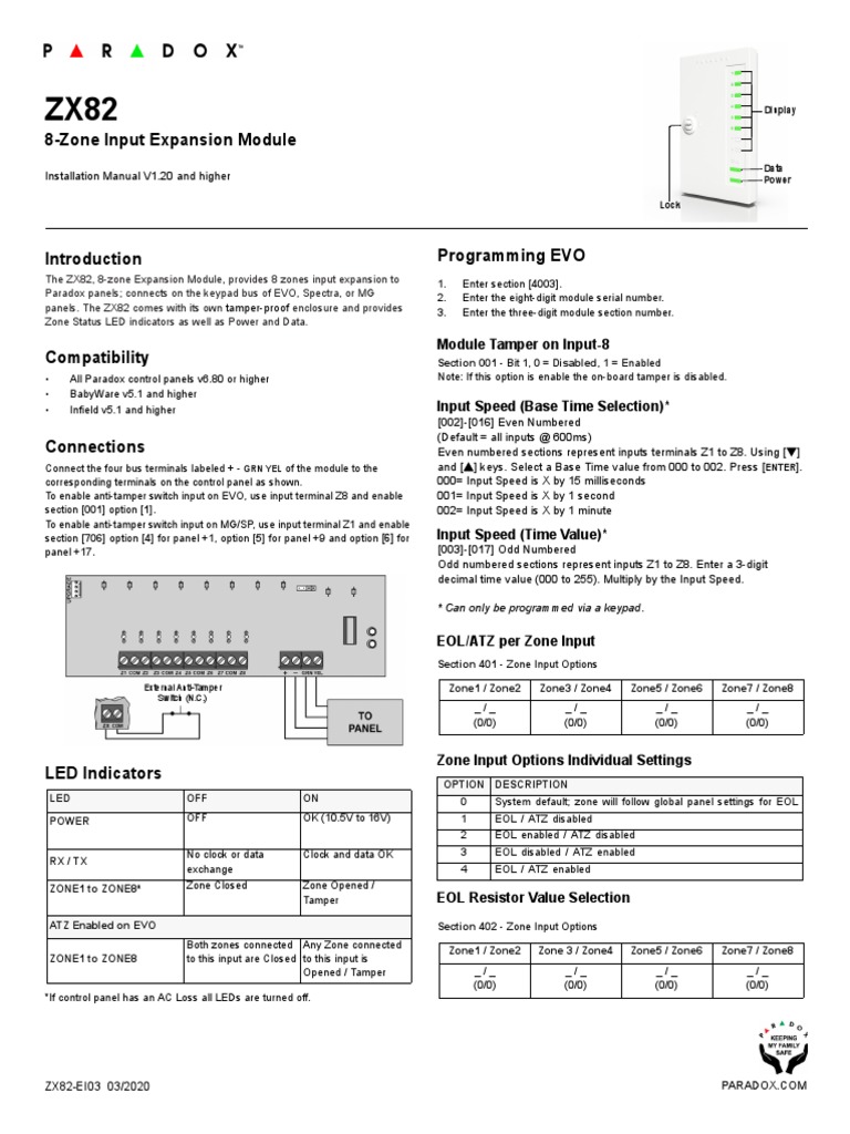 ZX82 8-Zone Expansion Module Manual | PDF | Power Supply | Electronics