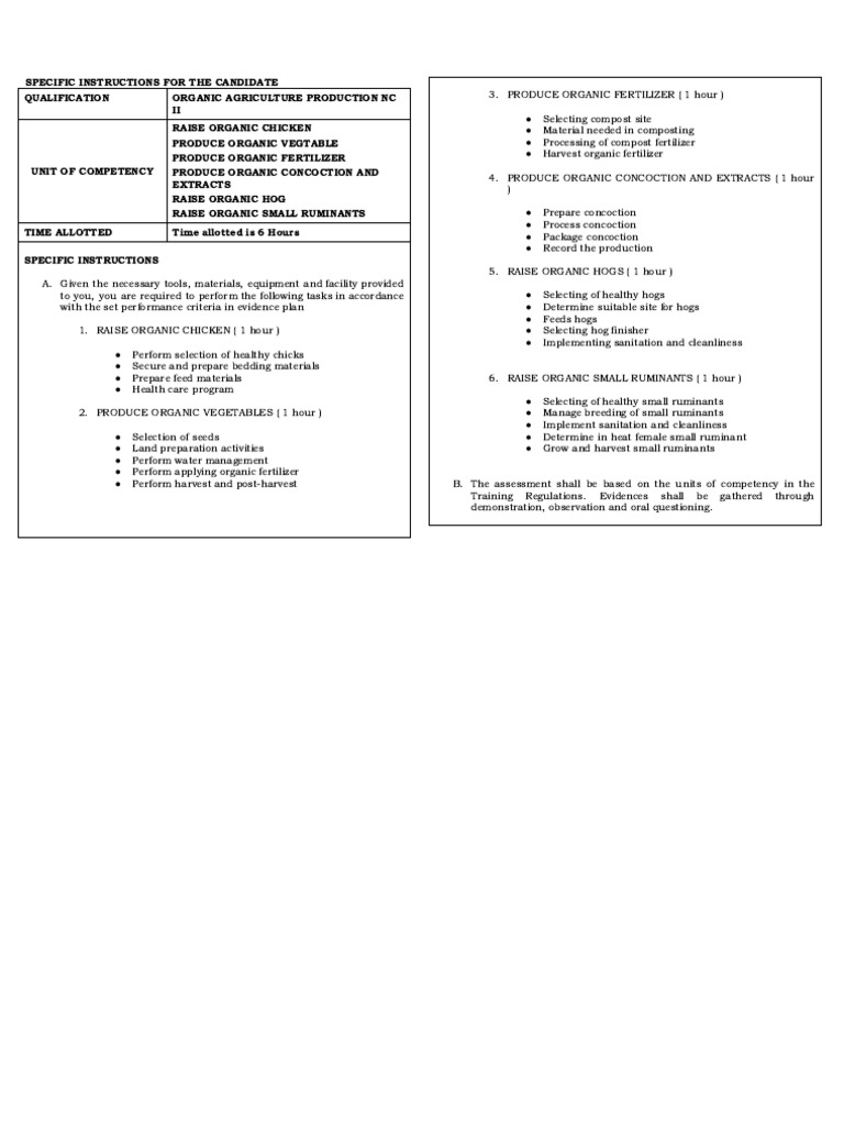 New Specific Instructions For OAP NCII | PDF
