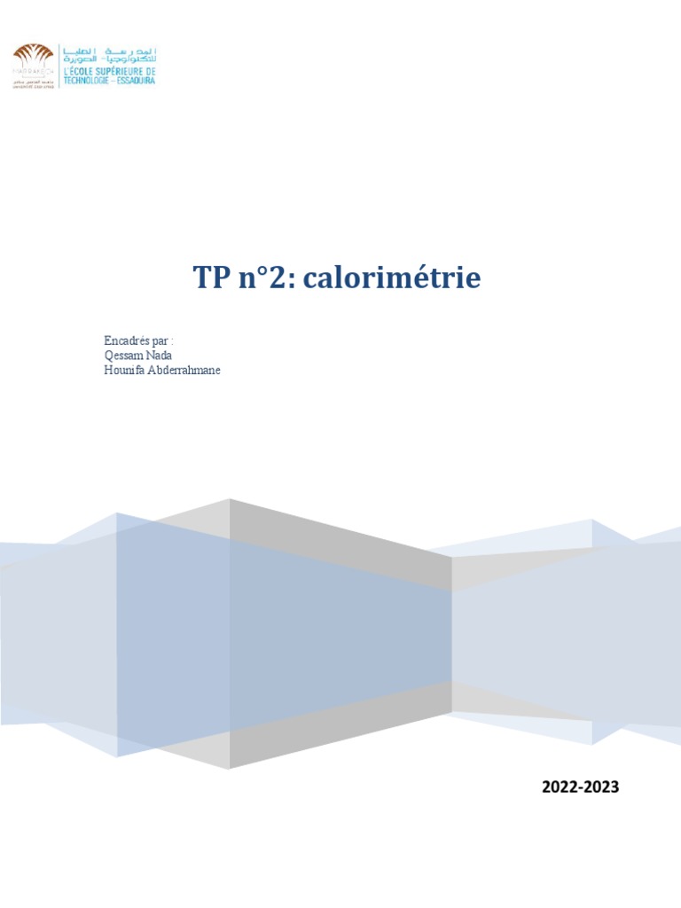 Calorimétrie : Mesure de chaleur en TP | PDF