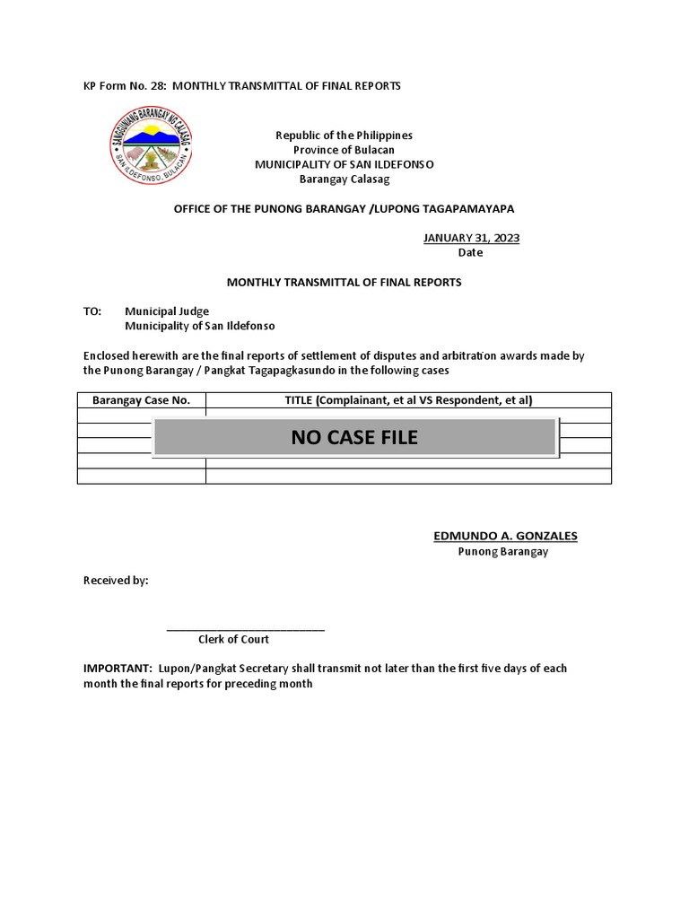 KP Form No 28 3 | PDF