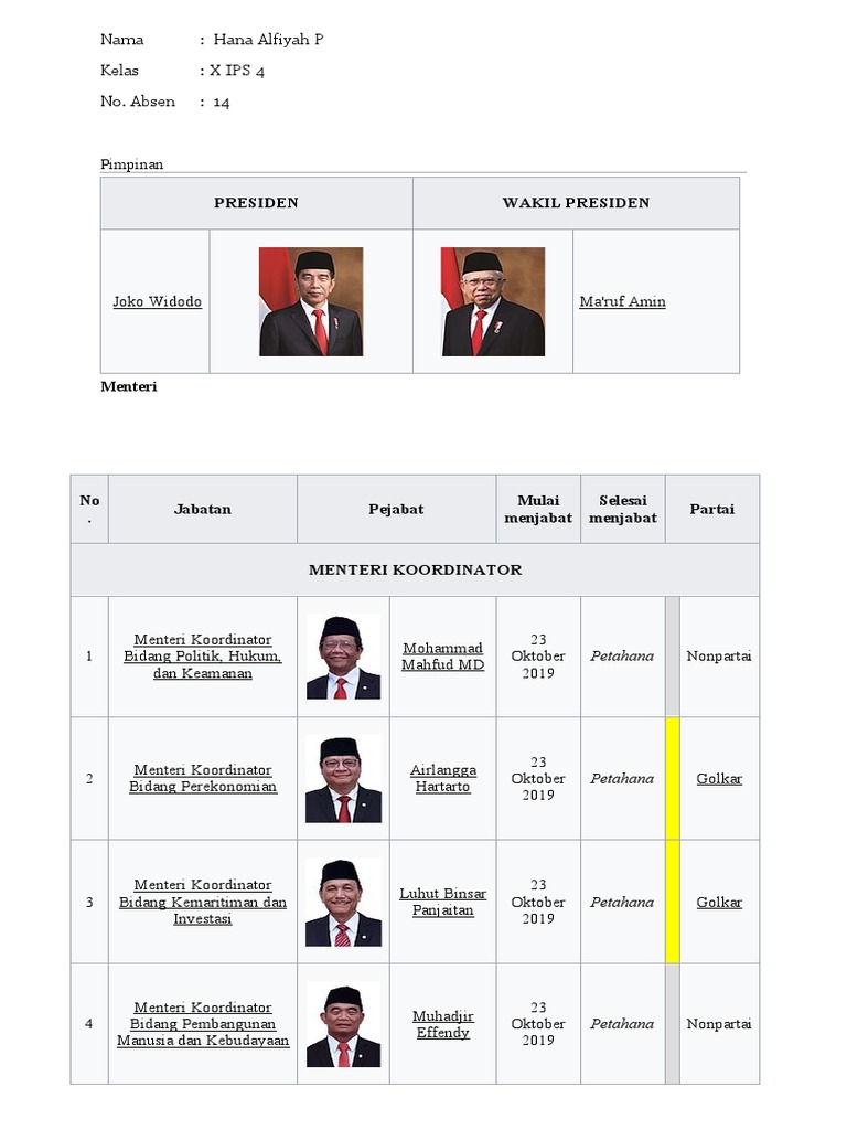 Mentri Kabinet Pdf
