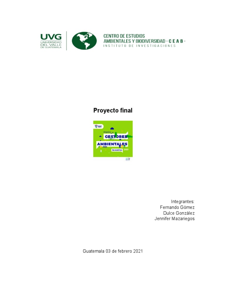 Proyecto Final UVG Borrador | PDF | Residuos | Vertedero