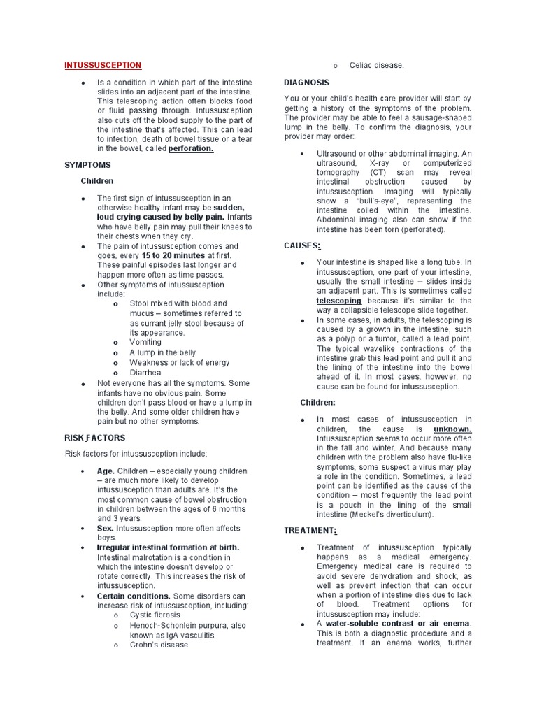 Understanding Intussusception in Children | PDF