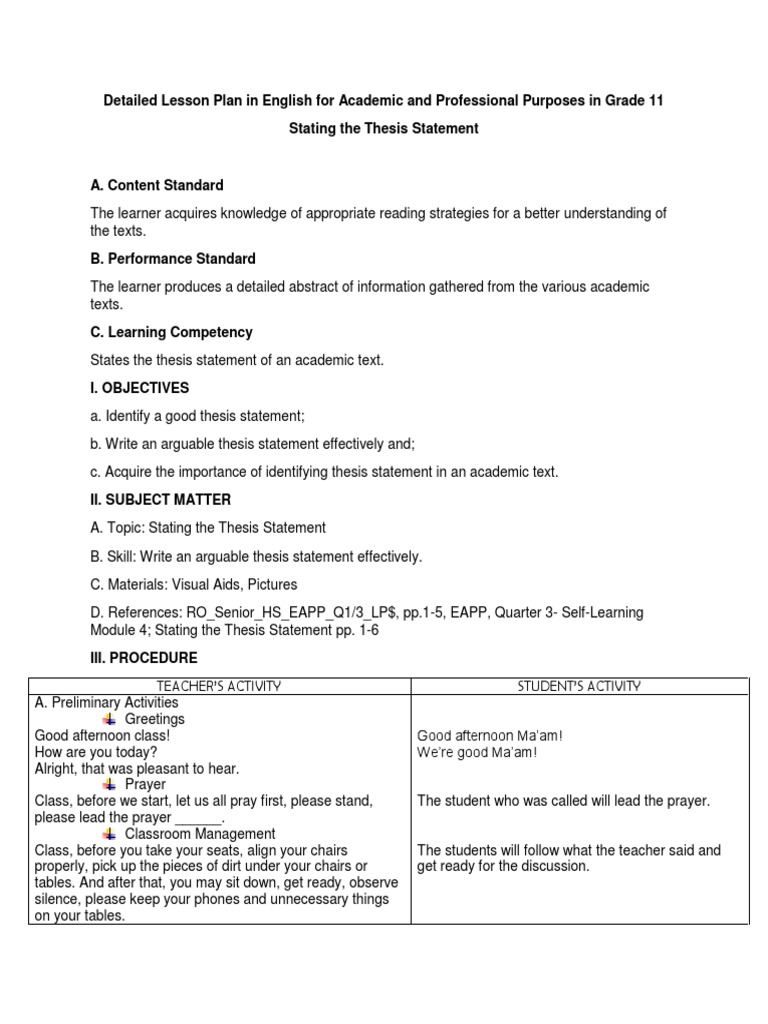2nd Detailed Lesson Plan in English for Academic and Professional ...
