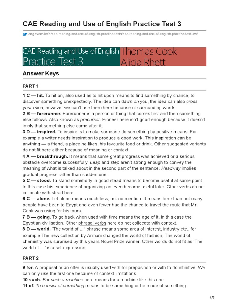 Engexam - info-CAE Reading and Use of English Practice Test 3 | PDF ...