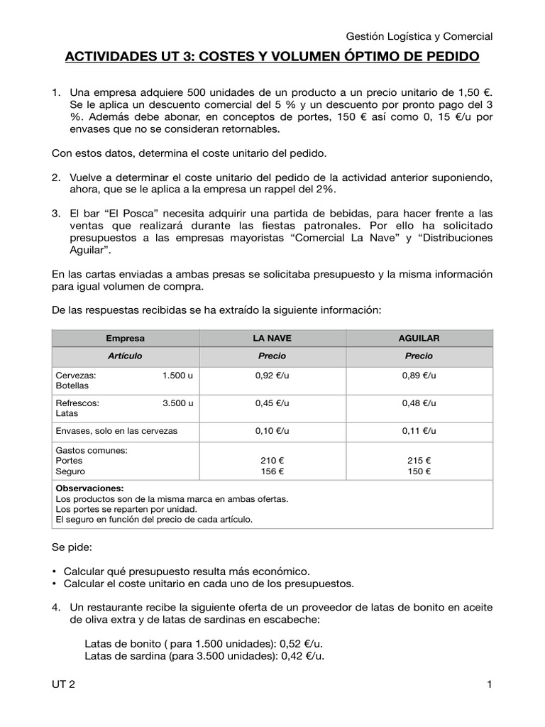 Ejercicios UT 3 | PDF