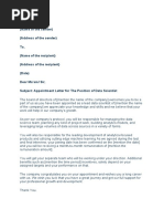 Sample SDF Appointment Letter | PDF