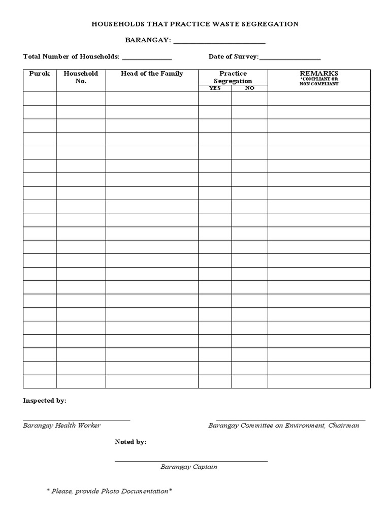 Waste Segregation Household Survey | PDF | Cooking, Food & Wine | Wellness