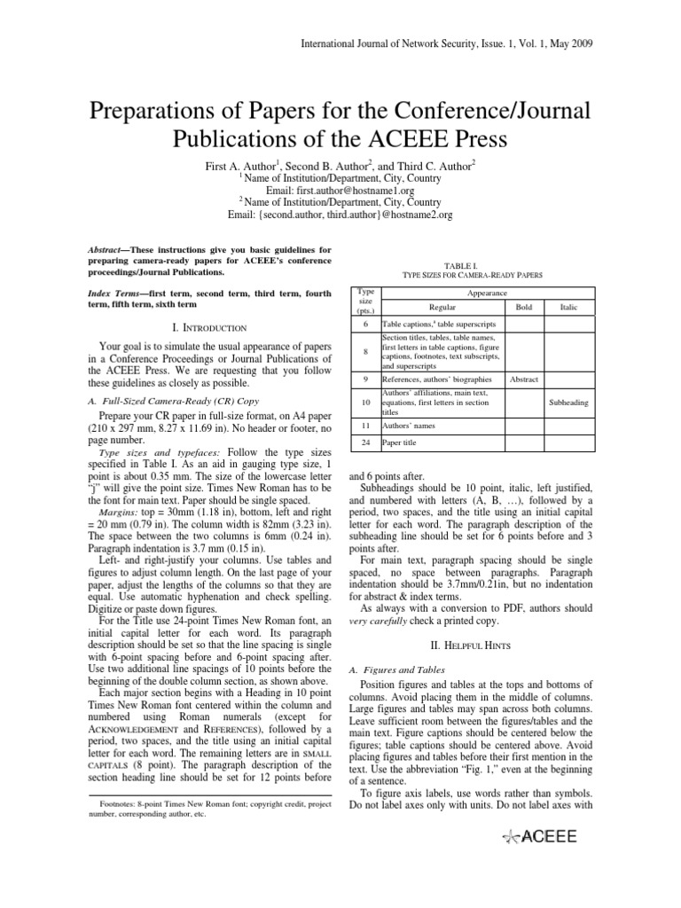 ACEEE Template | PDF | Citation | Paragraph