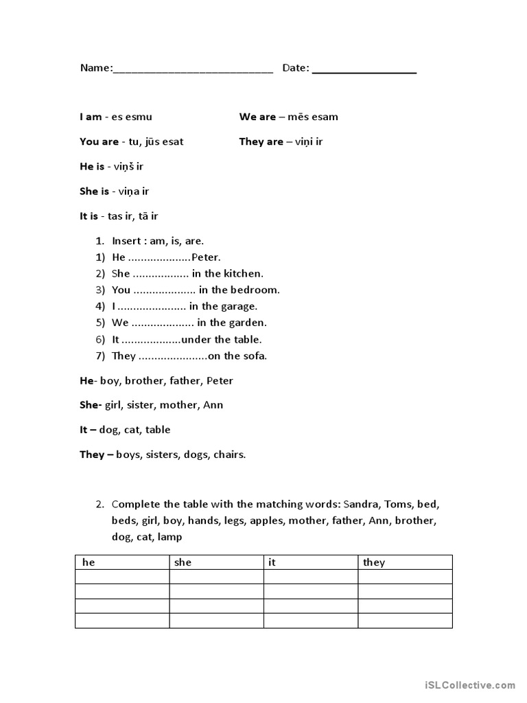 Am, Is, Are | PDF