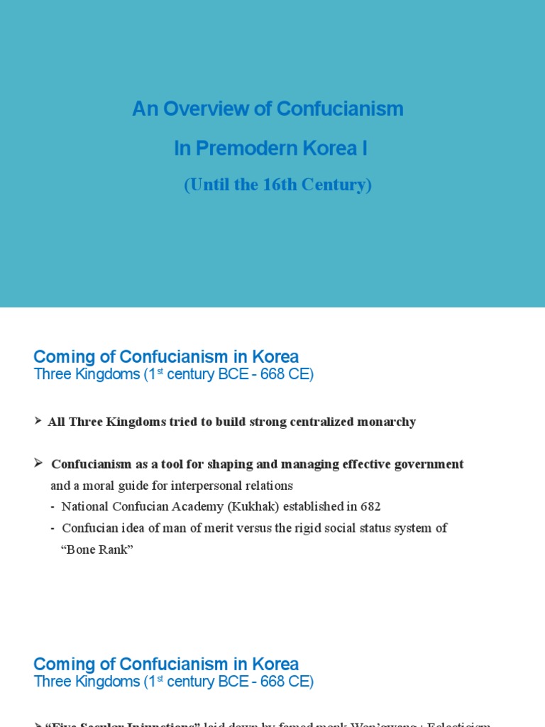 An Overview of Confucianism in Premodern Korea - Lecture Script - Part ... An Overview of Confucianism in Premodern Korea - Lecture Script - Part ...