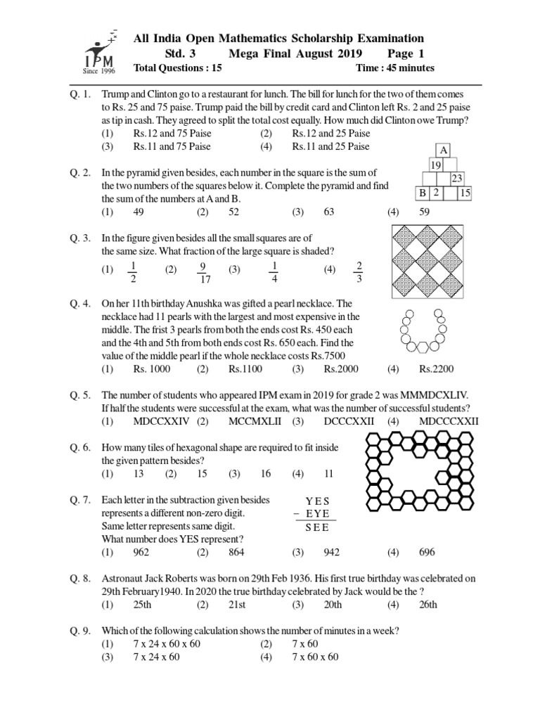 3rd MF 2019 | PDF | Triangle | Elementary Mathematics