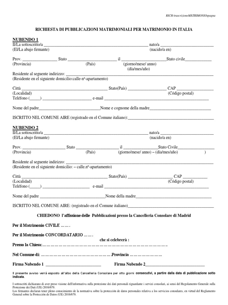 Formulario Richiesta Pubblicazioni | PDF