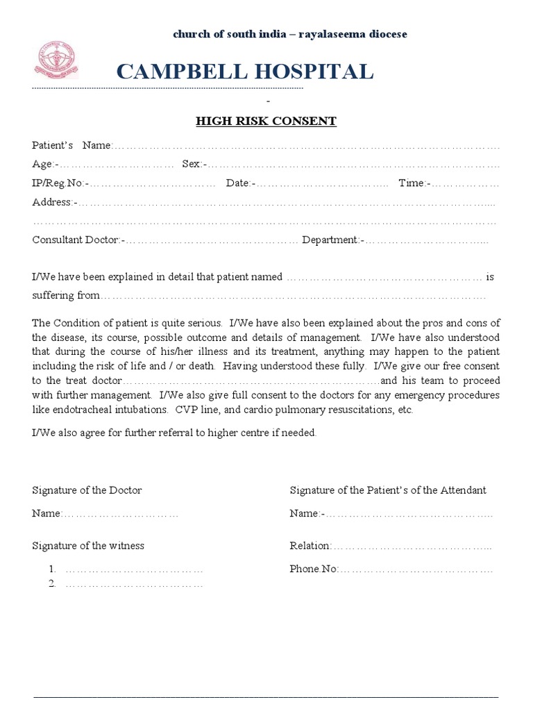 High Risk Consent | PDF