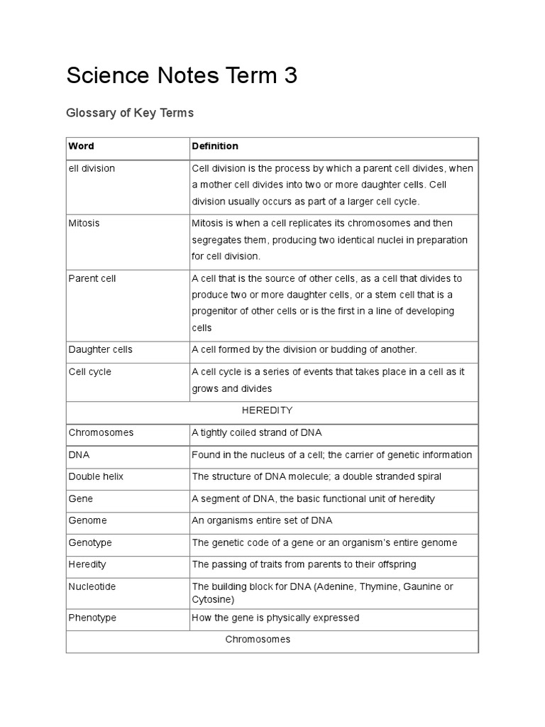 Science Notes Term 3 | PDF | Dominance (Genetics) | Genotype
