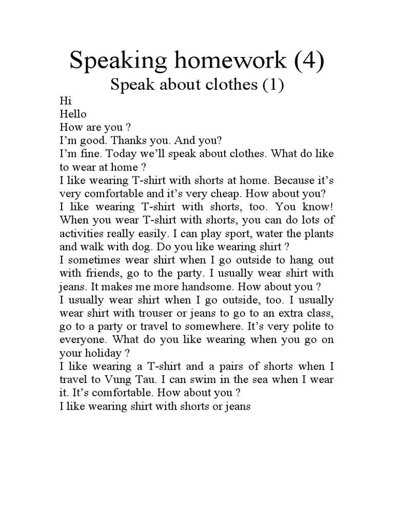 Speaking Homework | PDF