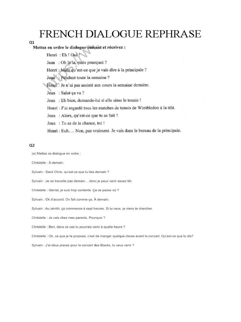 French Dialogue Rephrase | PDF