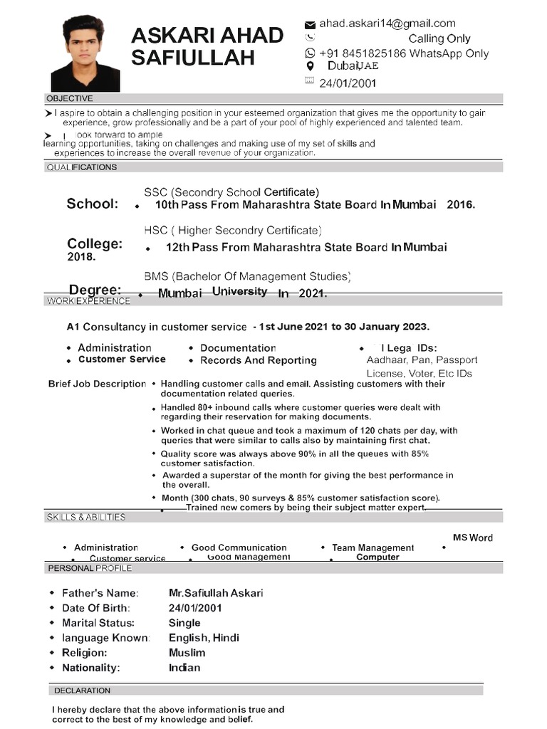 Resume Askar Ahad Safiullah | PDF