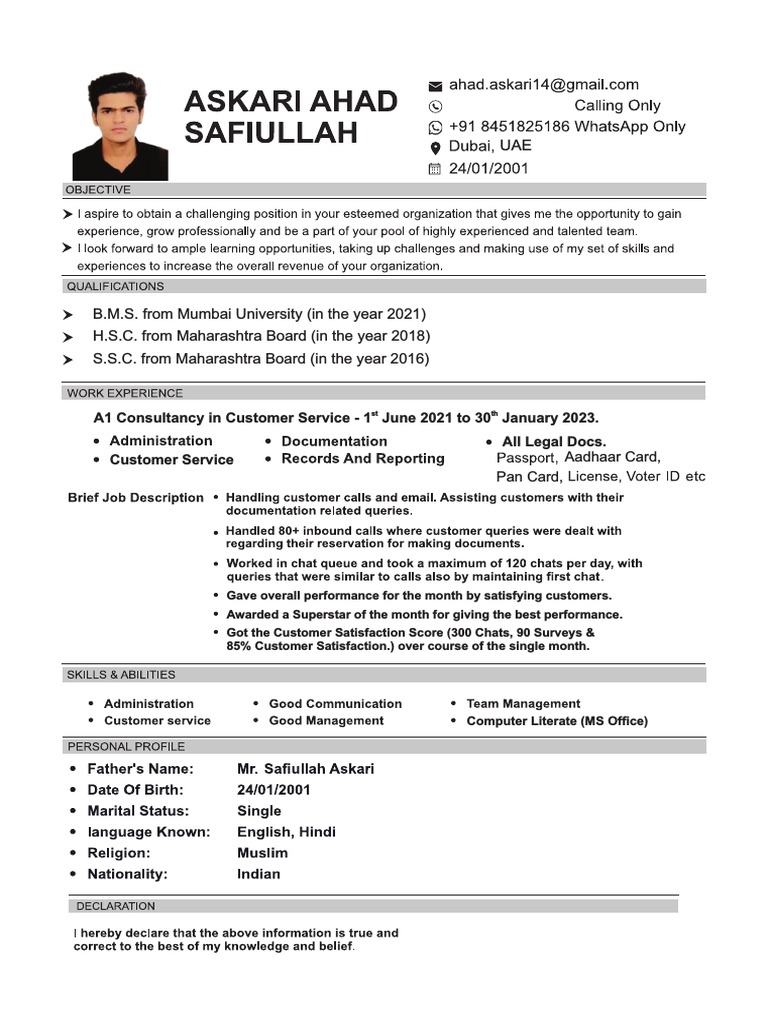 Resume Askar Ahad Safiullah-1 | PDF