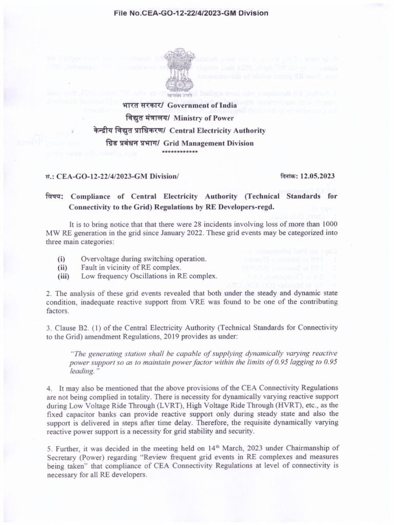 Compliance of CEA Regulations by RE Developers | PDF