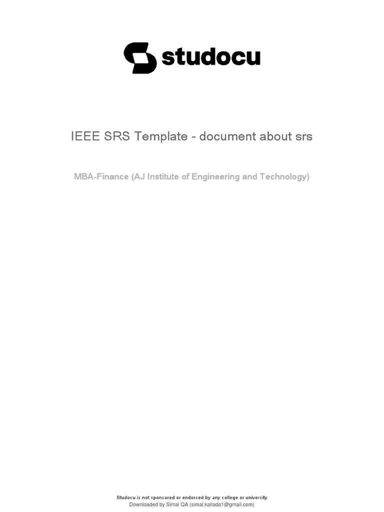 Ieee Srs Template Document About Srs Download Free Pdf Operating System Databases 