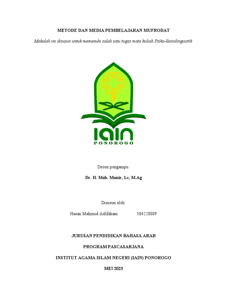 Media dan Metode Pembelajaran Mufrodat | PDF | Seni & Disiplin Bahasa