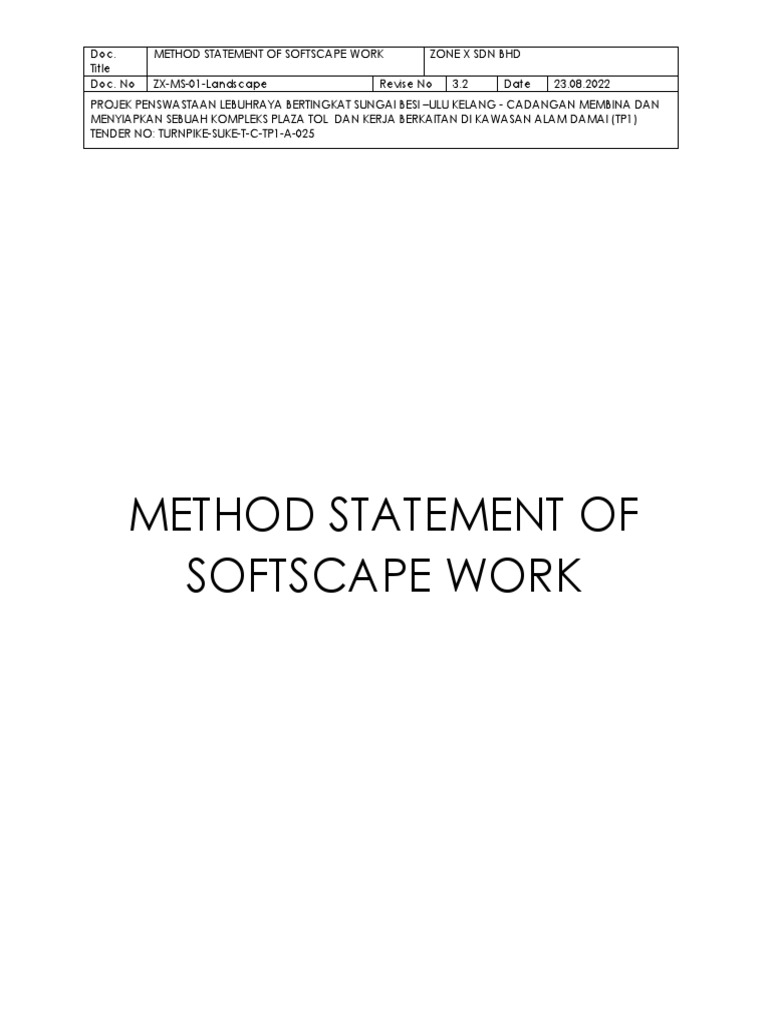001 - Method Statement (Softscape) | PDF | Science & Mathematics