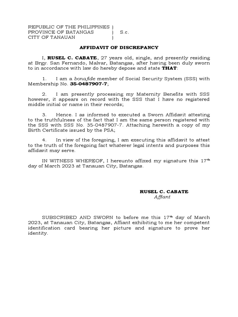 Affidavit of Discrepancy_form for Birth Cer | PDF