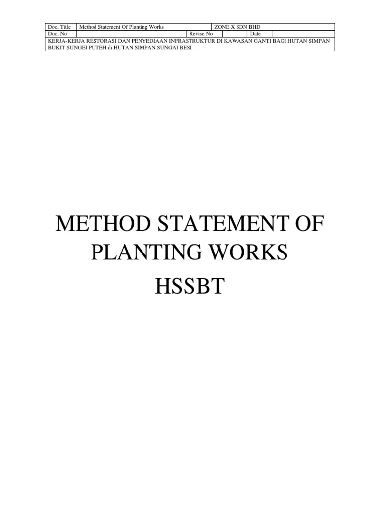 Method Statement HSK | PDF | Trees | Plant Nursery